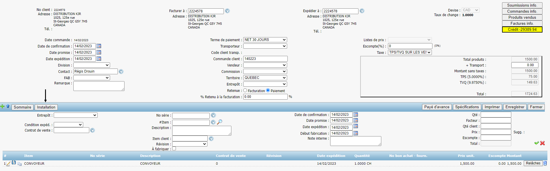 Processus des appels de service et des installations - Prextra